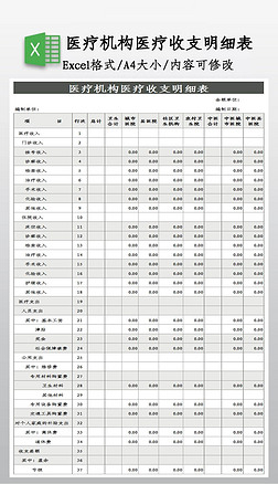 医疗机构收支明细表专题模板 医疗机构收支明细表图片素材下载 我图网