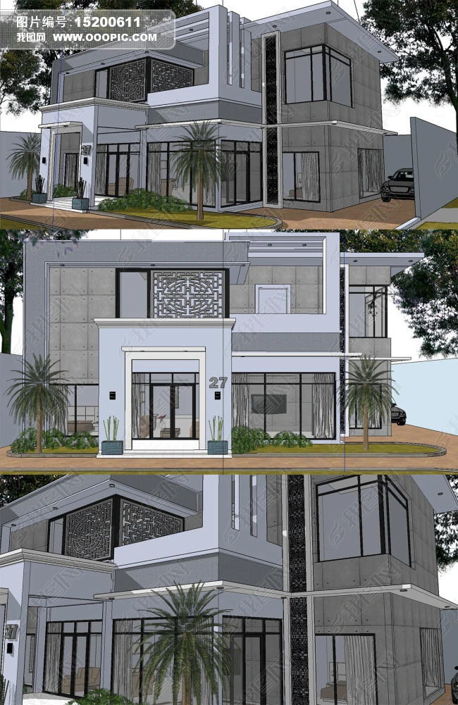 欧式风格别墅SU模型设计3D素材下载 - 编号15200611 - 我图网3D模型库