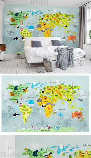 世界地图卡通简化版专题模板-世界地图卡通简化版图片素材下载-我图网