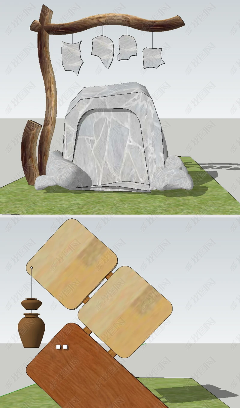 美丽乡村景观小品3D素材下载 - 编号19180917 - 我图网3D模型库