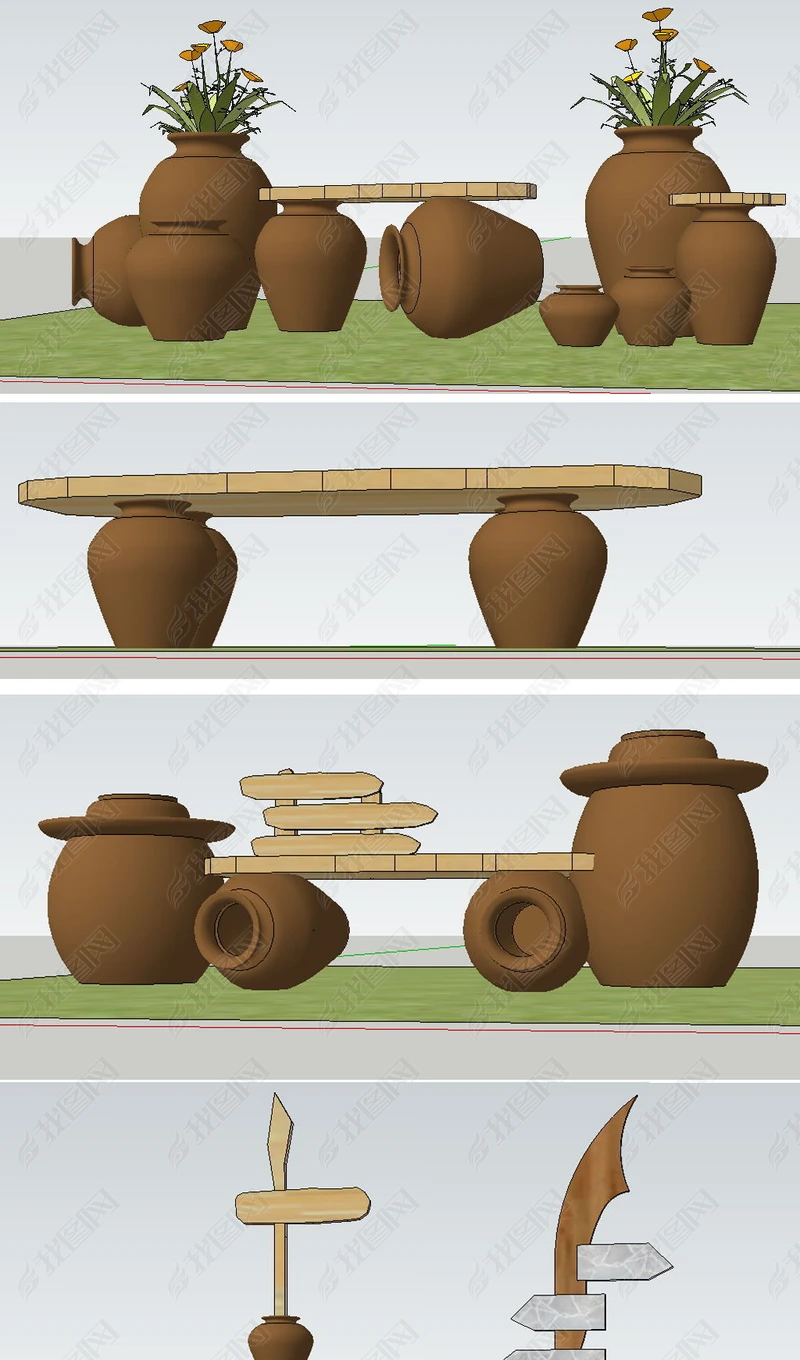 美丽乡村景观小品3D素材下载 - 编号19180917 - 我图网3D模型库