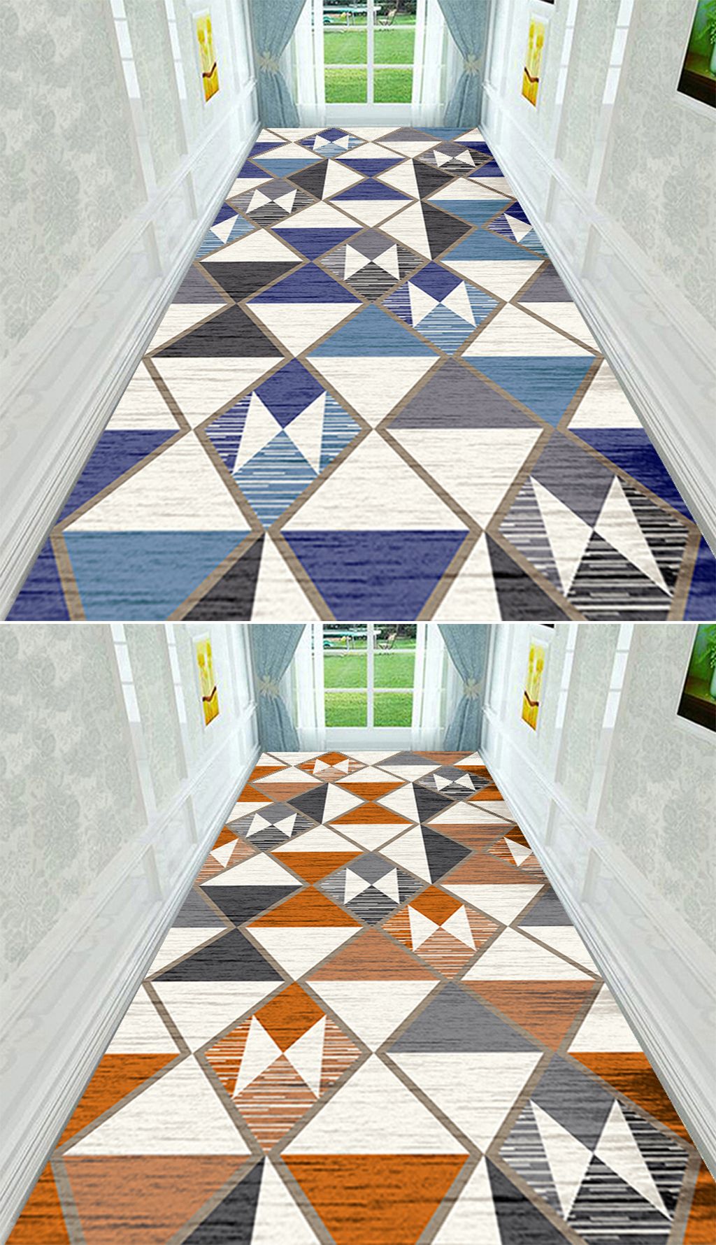 原创现代三角几何橘色走廊地毯循环图案设计下载-编号23477042-现代简约-我图网