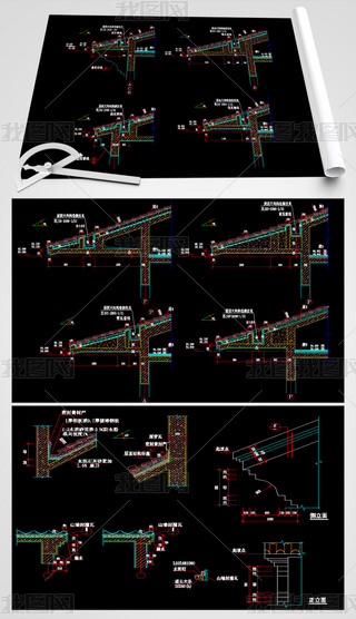 古建筑坡屋顶构造图专题模板-古建筑坡屋顶构造图图片素材下载-我图网