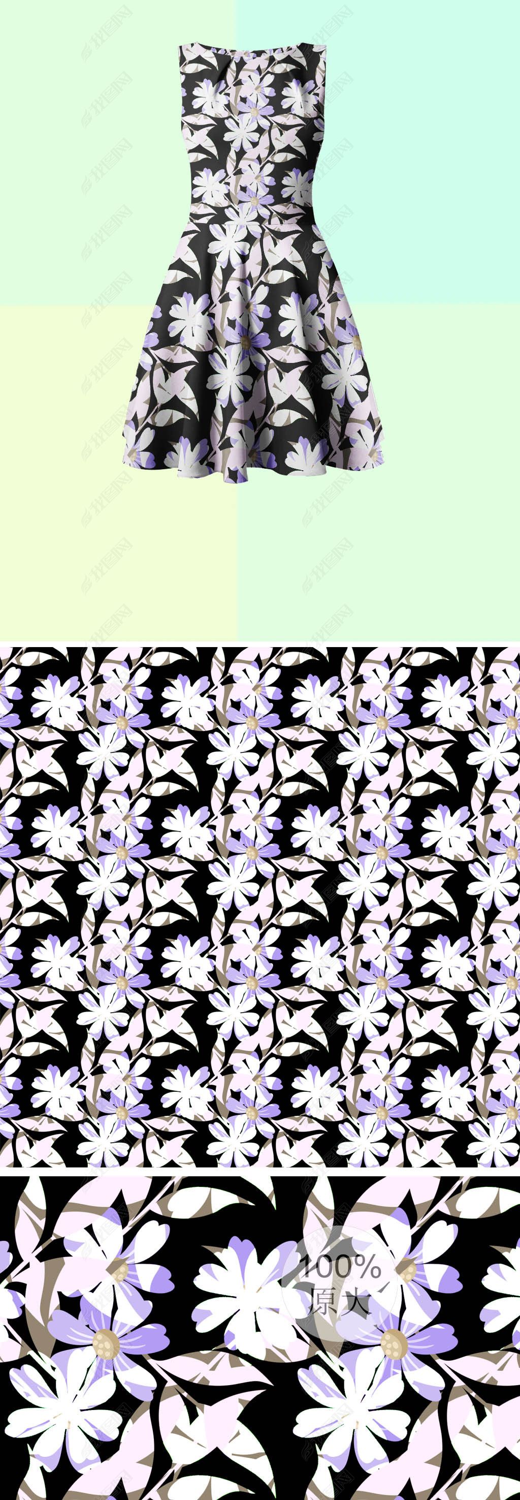 简约植物花卉花纹叶子服装印花图案下载-编号24254001-植物元素-我图网